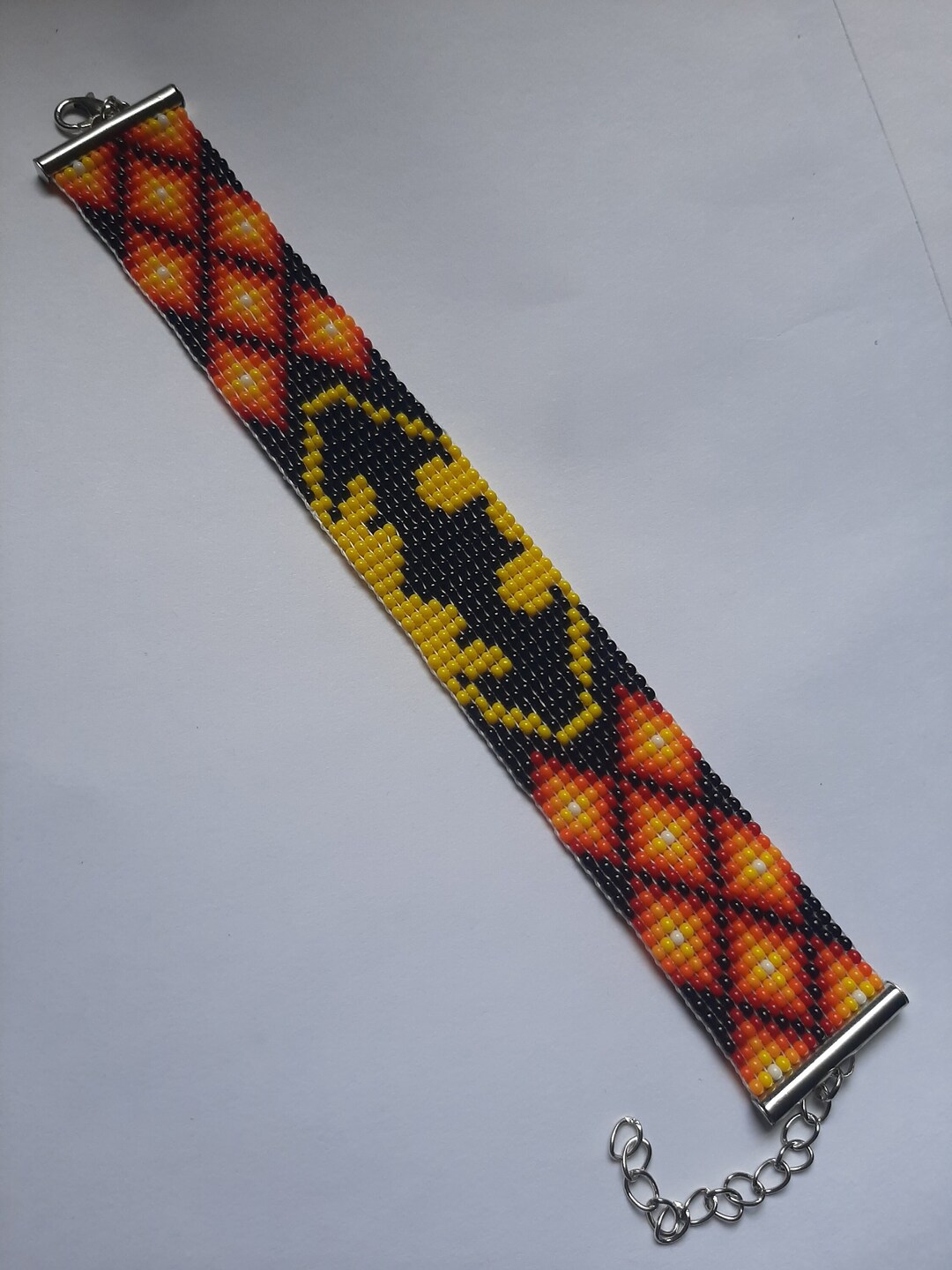 Authentic Handmade Loom Beaded Bat Man Bracelet - Etsy