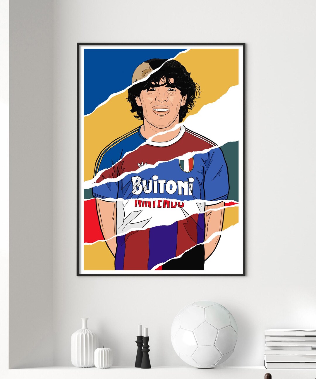 Maradona Illustration Art Print: Football Club Gallery Decor (digital ...