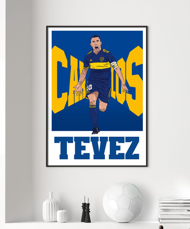 Carlos Tevez Boca Juniors Print: Football Illustration (digital Print ...