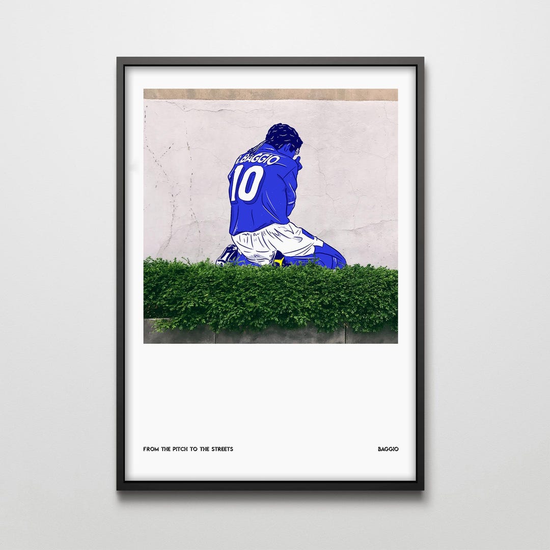 Baggio Italy Street Art Print: Football Graffiti Mural (digital Print ...