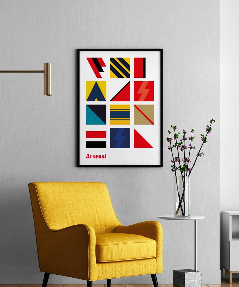 Arsenal, Bauhaus Inspired, Bauhaus Wall Art, Geometric Print, Shirt ...