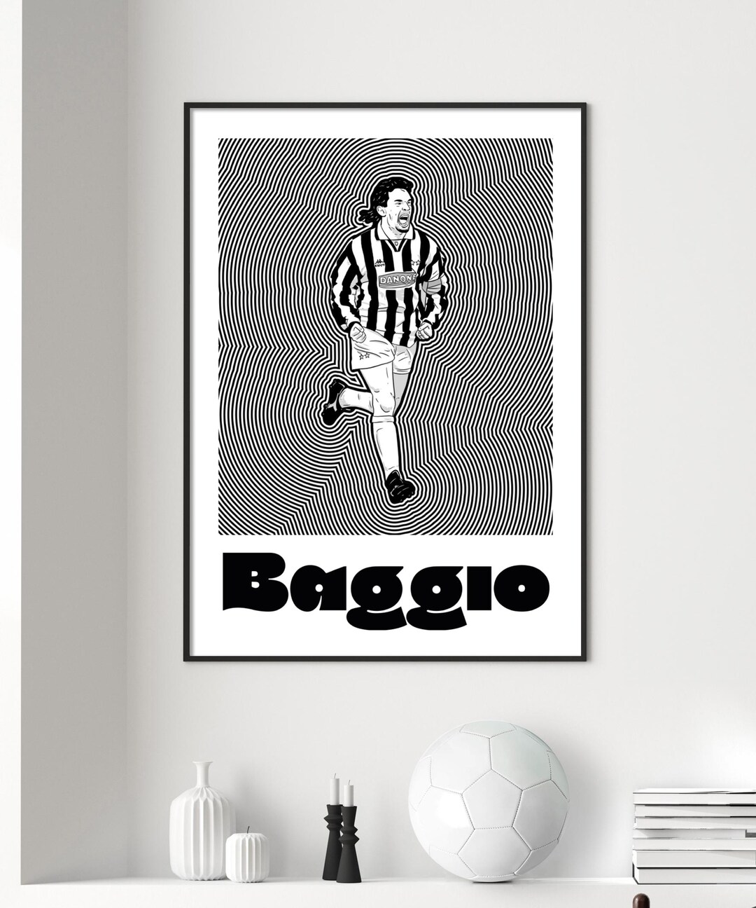 Roberto Baggio Juventus Portrait: Football Art Gallery Print - Etsy