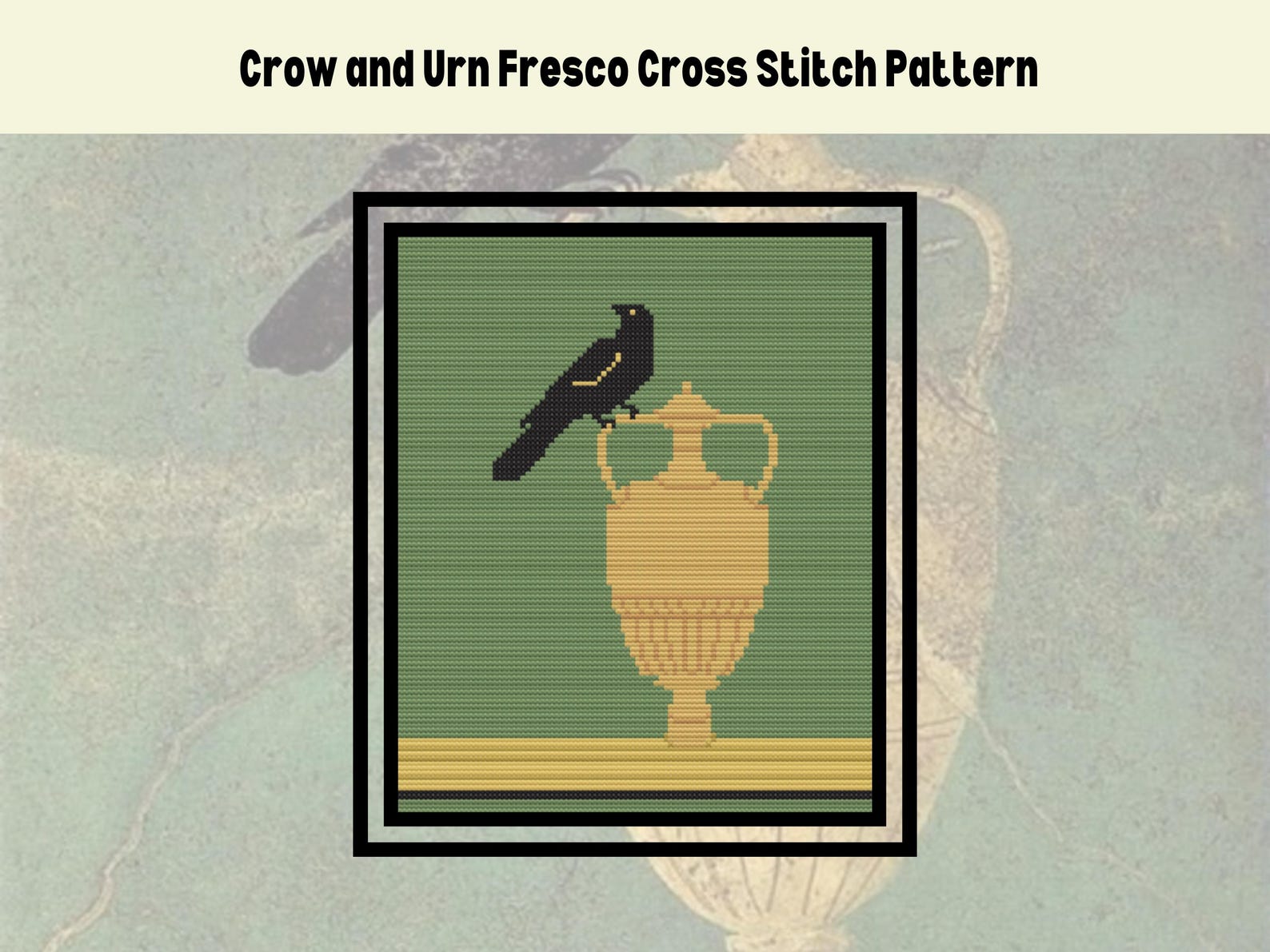 Roman Fresco Blackbird and Vase Cross Stitch Pattern Digital Download ...
