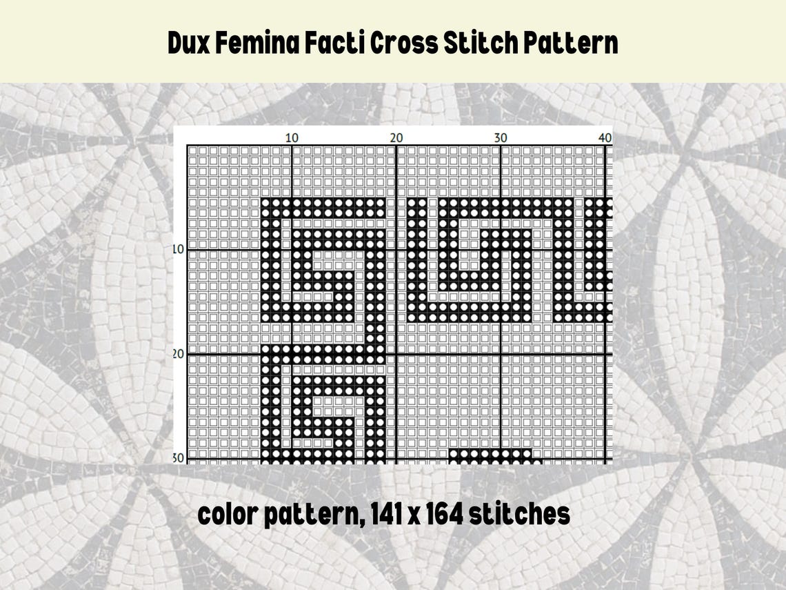 Dux Femina Facti Cross Stitch Pattern Digital Download Roman Cross ...