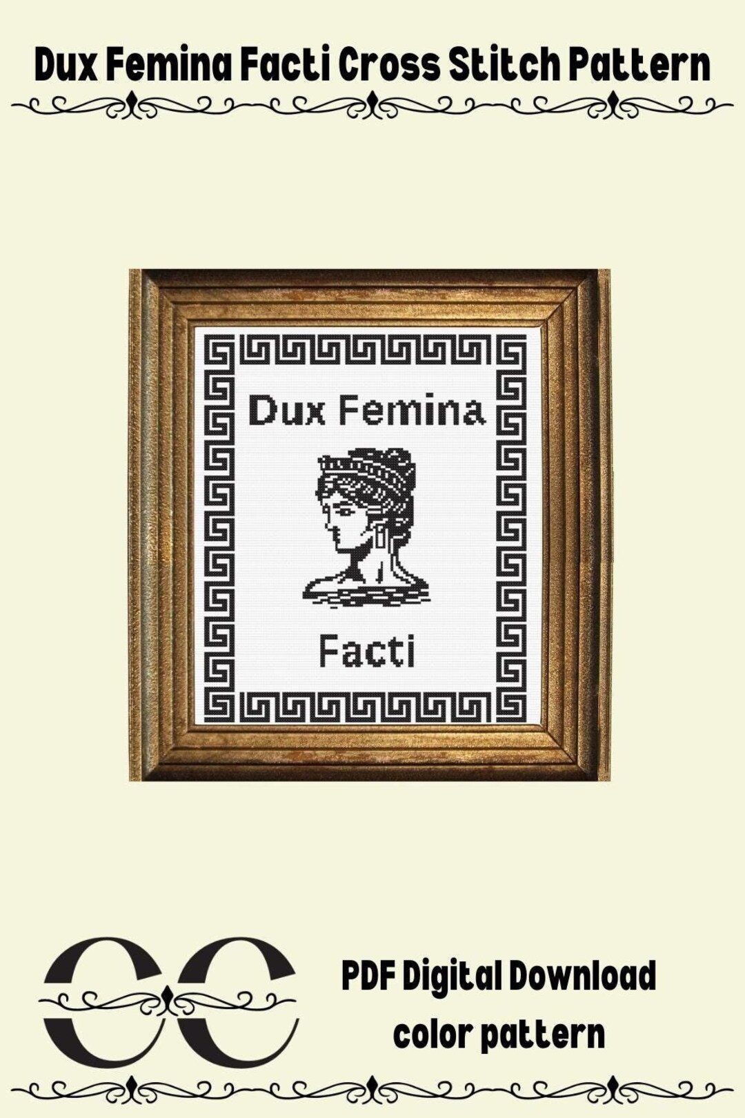Dux Femina Facti Cross Stitch Pattern Digital Download | Roman Cross ...