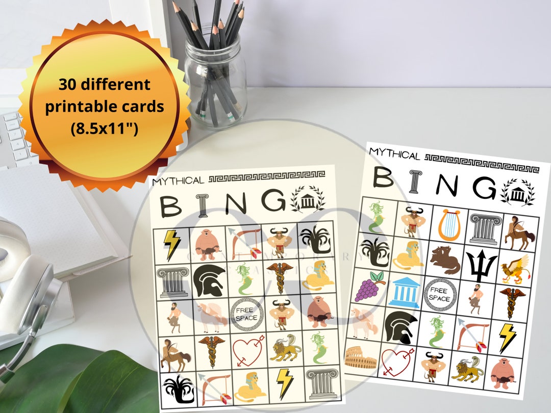 Greek Mythology Bingo, Printable Instant Download, 30 Cards - Etsy