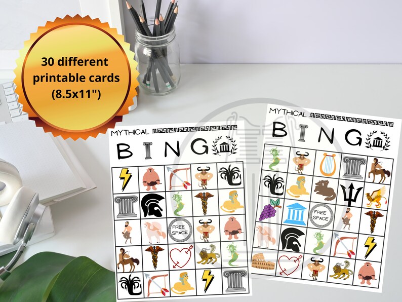 Greek Mythology Bingo Printable Instant Download 30 Cards - Etsy Australia