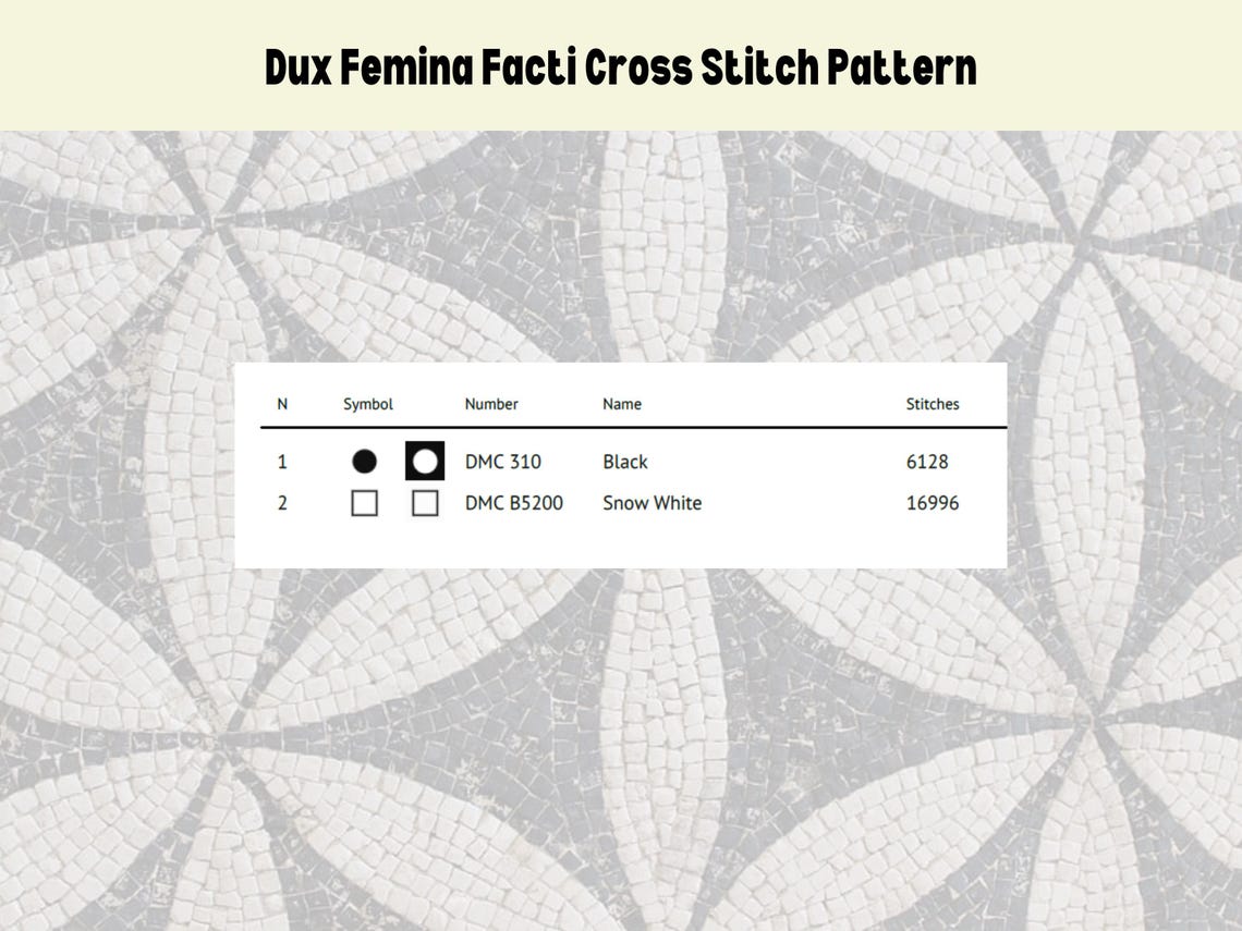 Dux Femina Facti Cross Stitch Pattern Digital Download Roman Cross ...