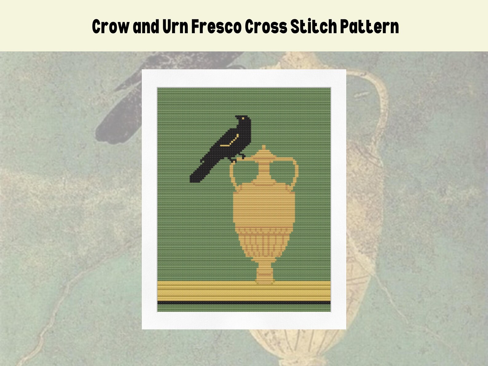 Roman Fresco Blackbird and Vase Cross Stitch Pattern Digital Download ...