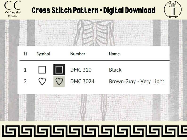 Roman Mosaic Cross Stitch Pattern Digital Download Carpe - Etsy