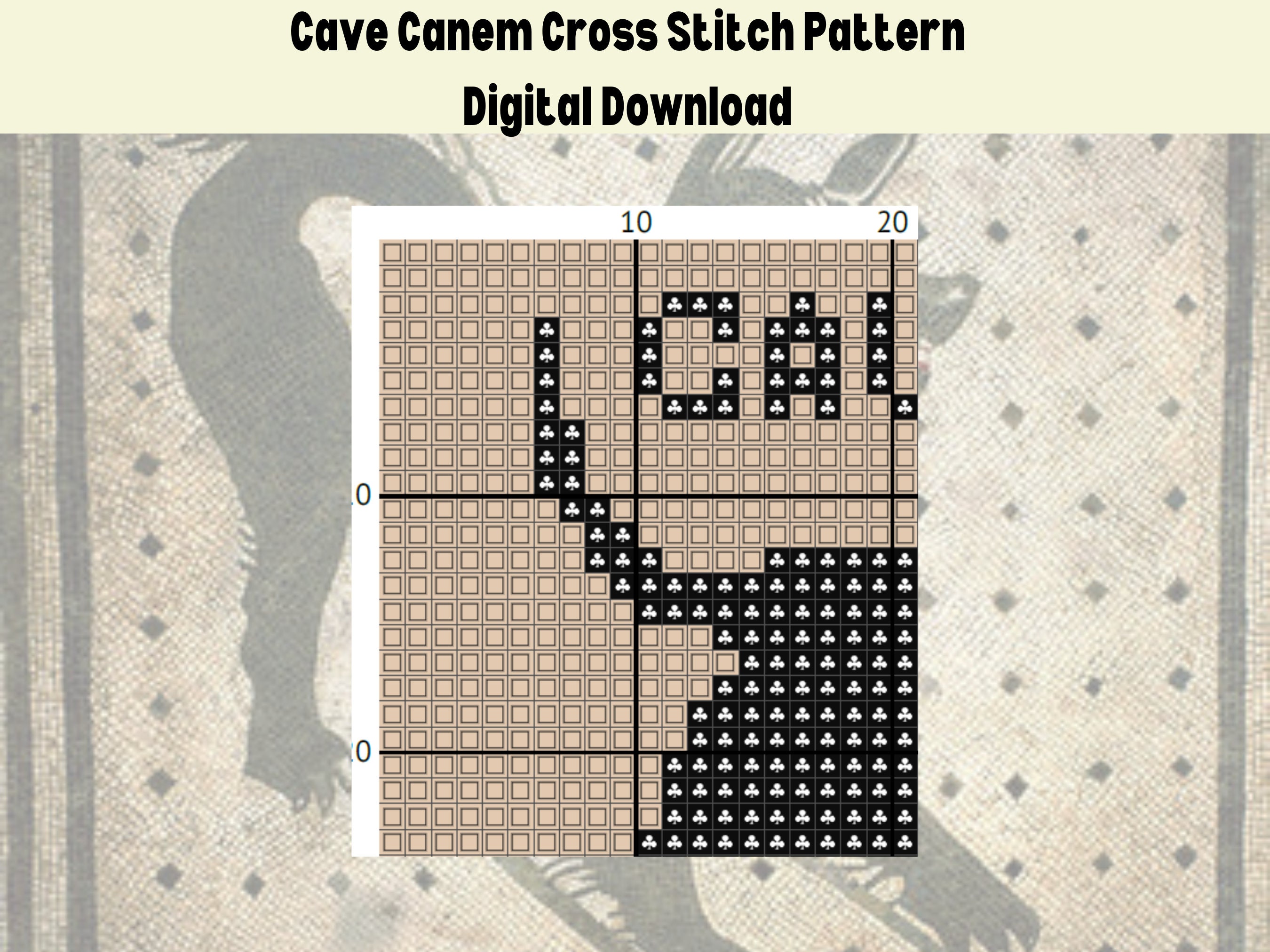 Cave Canem Roman Mosaic Cross Stitch Pattern | Digital PDF Download - Etsy