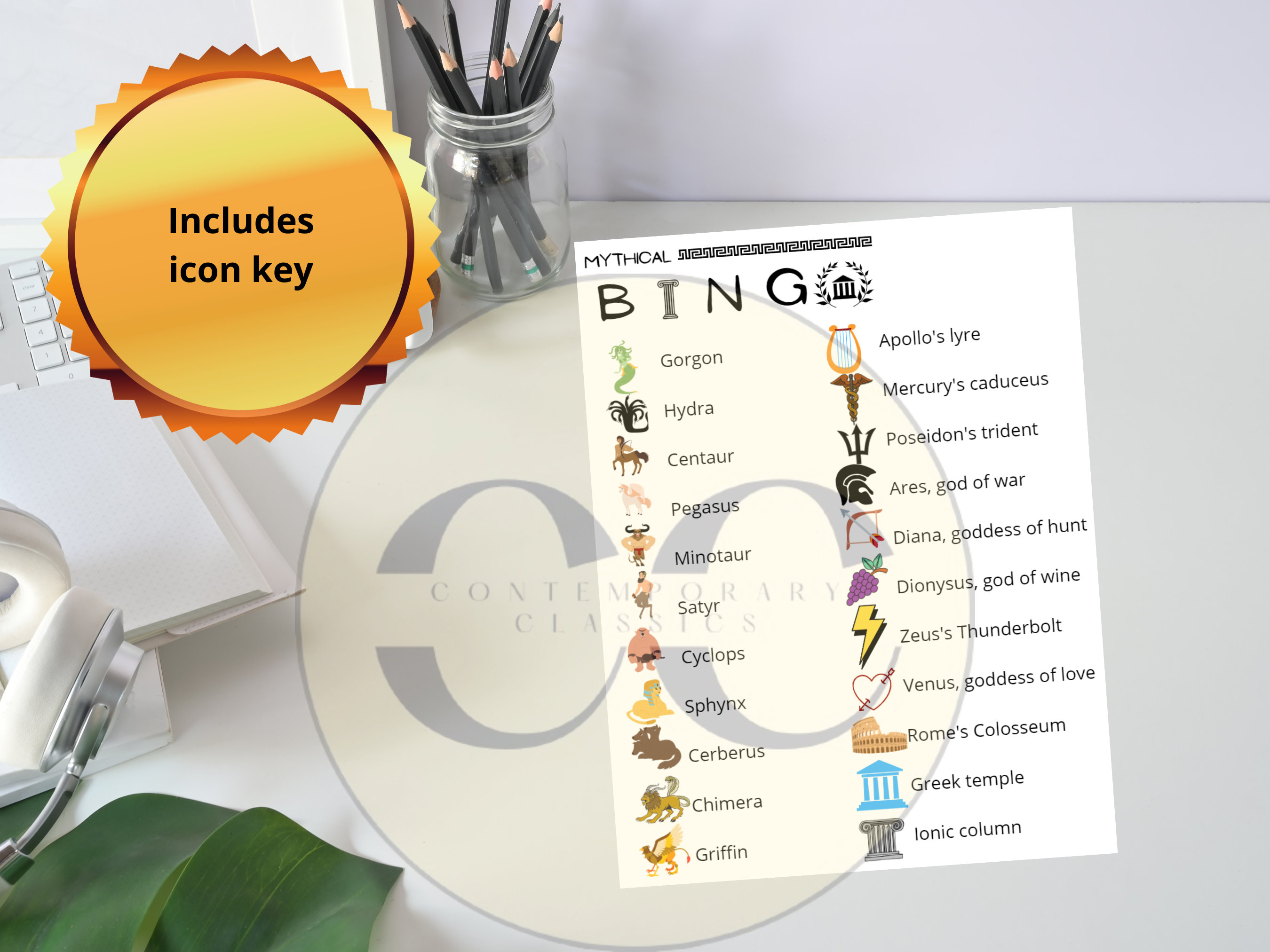Greek Mythology Bingo, Printable Instant Download, 30 Cards - Etsy