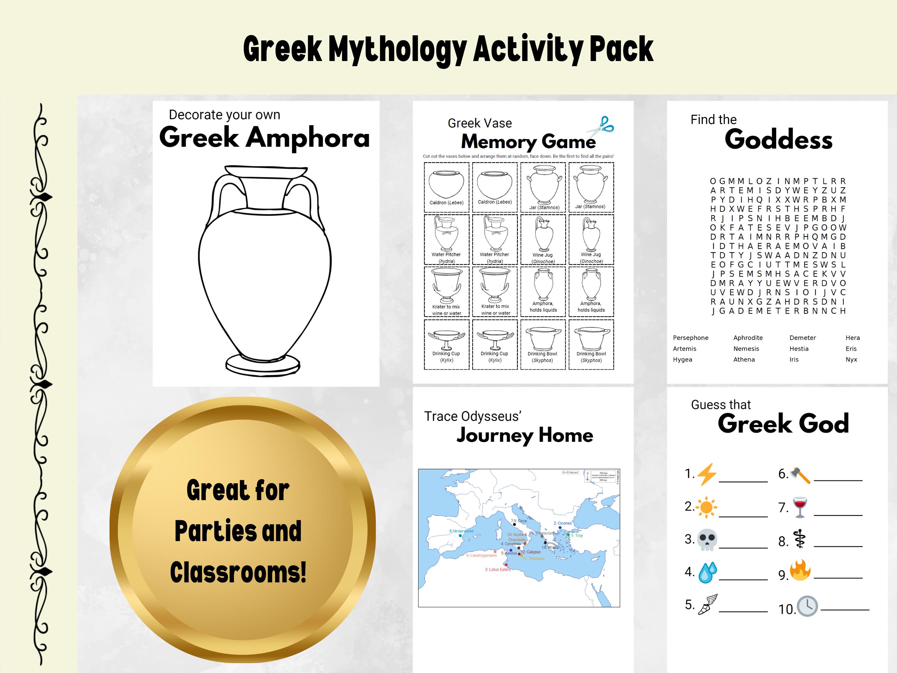 Greek Mythology Printable Activity Pack | 13 Activity Games Bundle ...