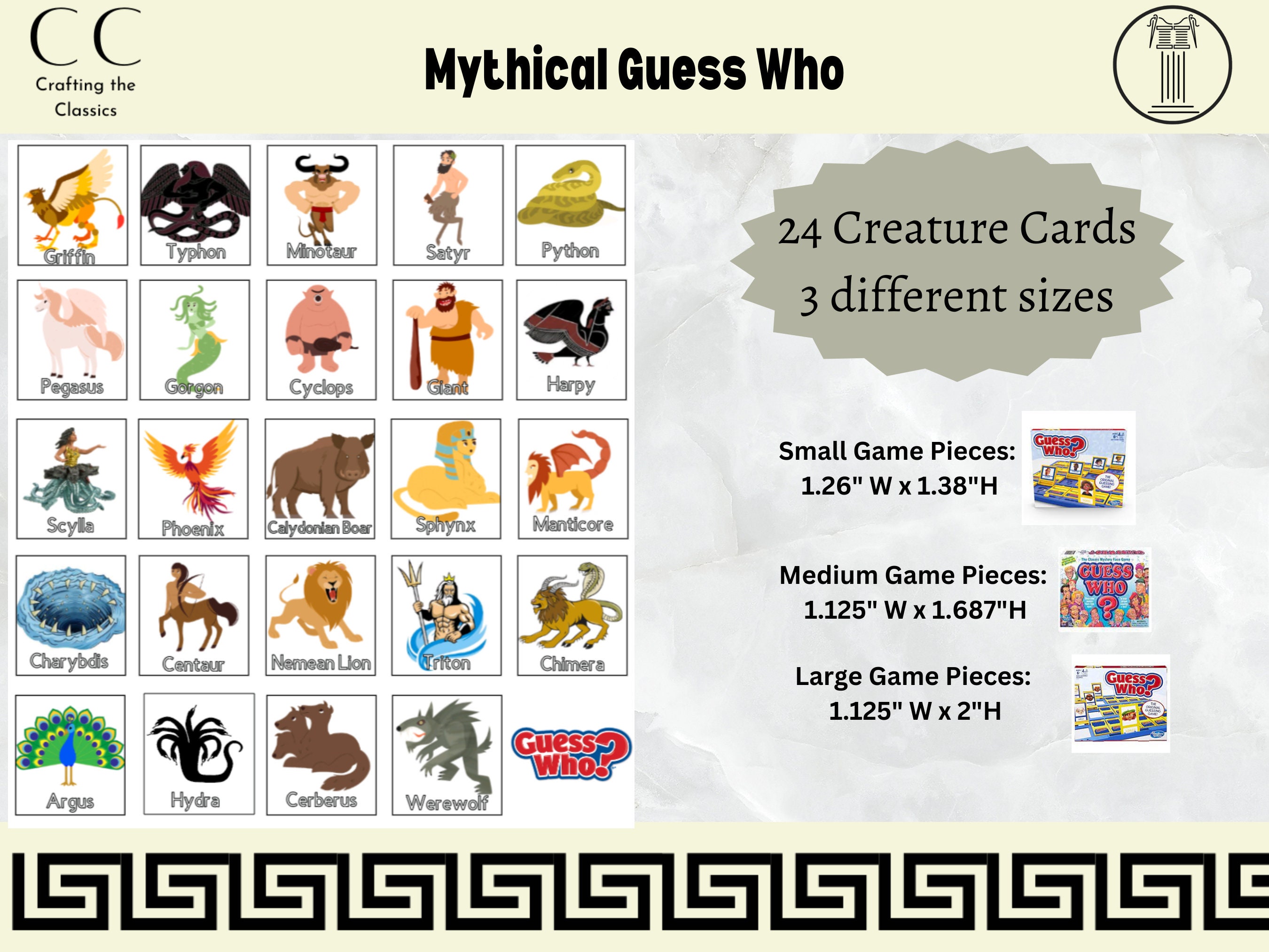 Greek Mythology Mythical Creature Guess Who Digital Download Greek ...
