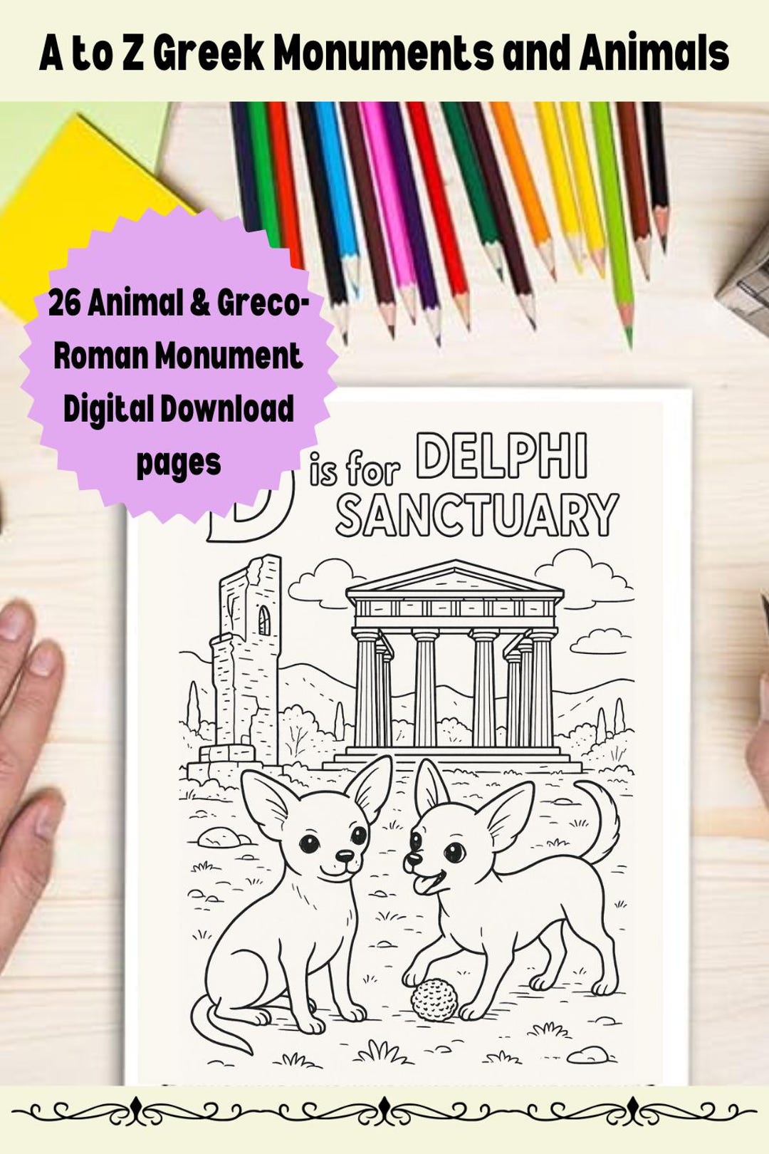 26 Animal Coloring Pages | A to Z Printable PDF Featuring Greco-roman ...