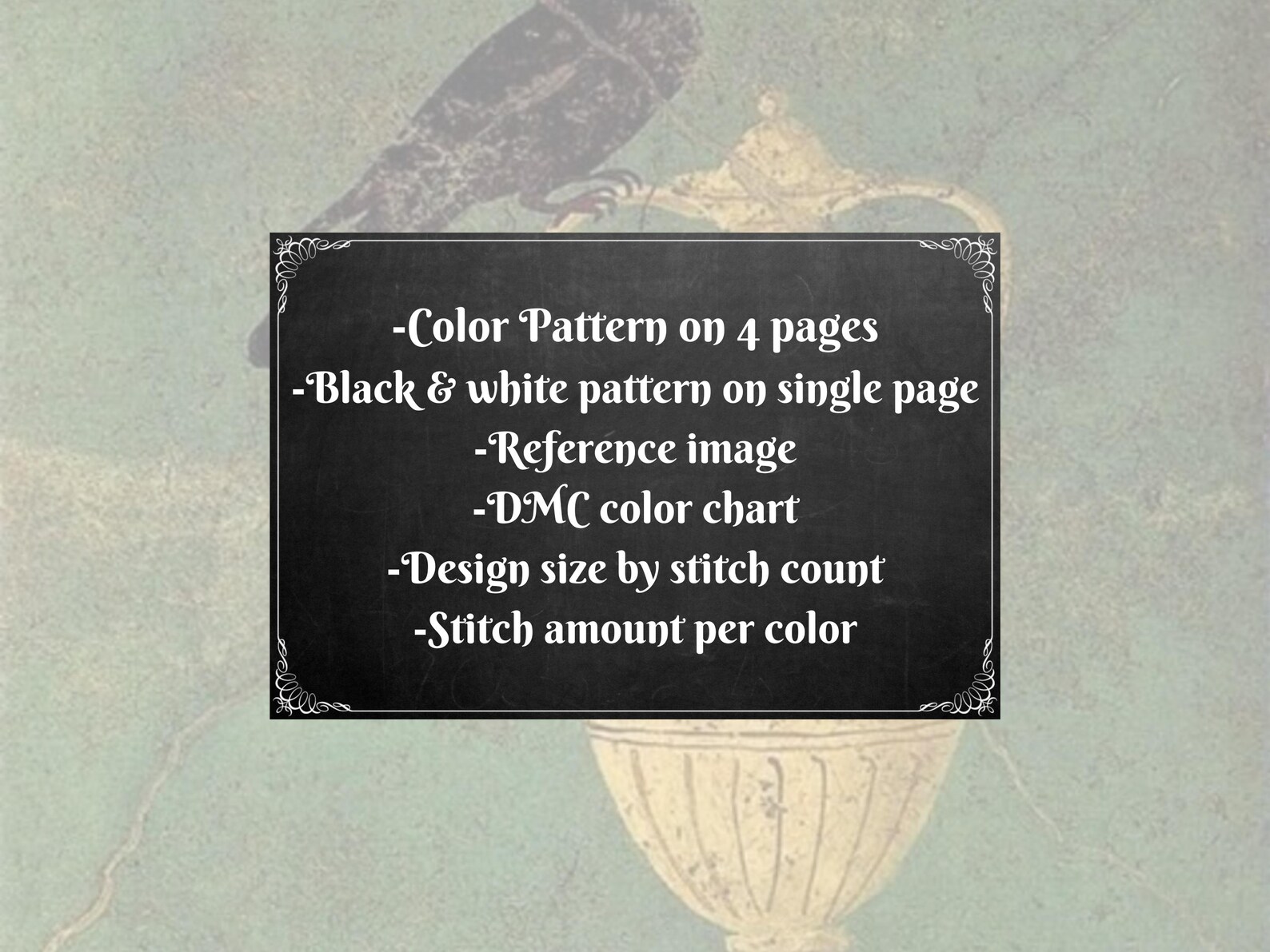 Roman Fresco Blackbird and Vase Cross Stitch Pattern Digital Download ...