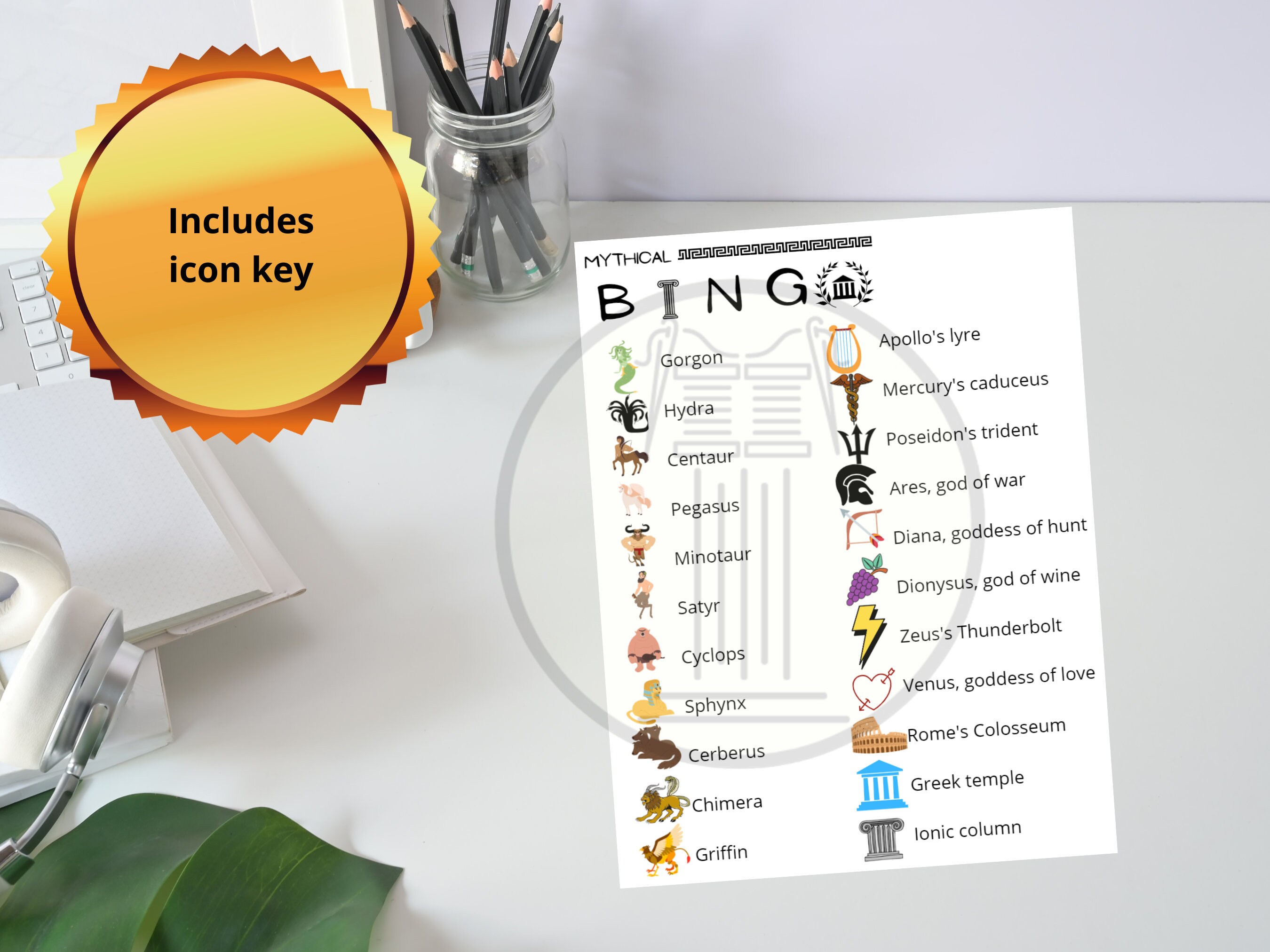 Greek Mythology Bingo Printable Instant Download 30 Cards - Etsy