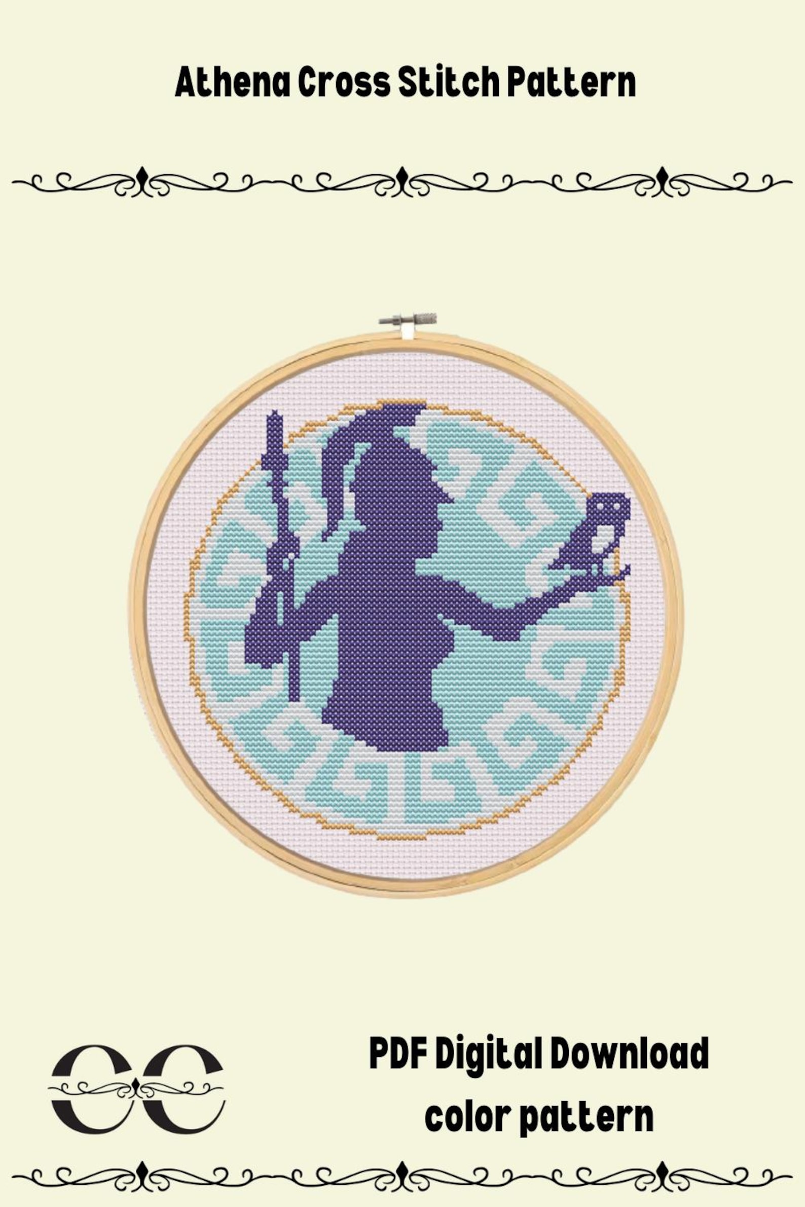 Athena Cross Stitch Pattern | Ancient Greek Mythology Digital Cross ...