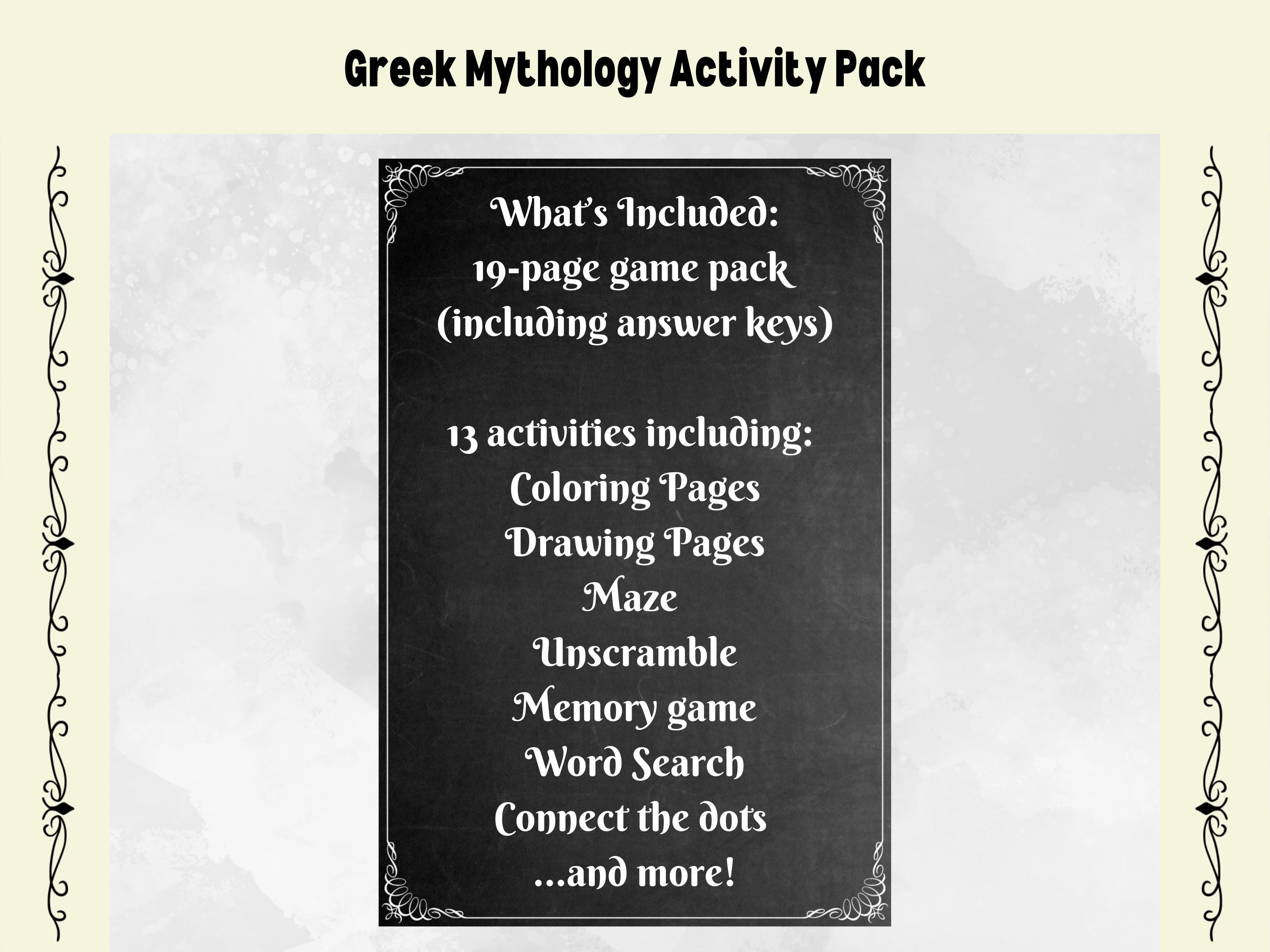 Greek Mythology Printable Activity Pack | 13 Activity Games Bundle ...