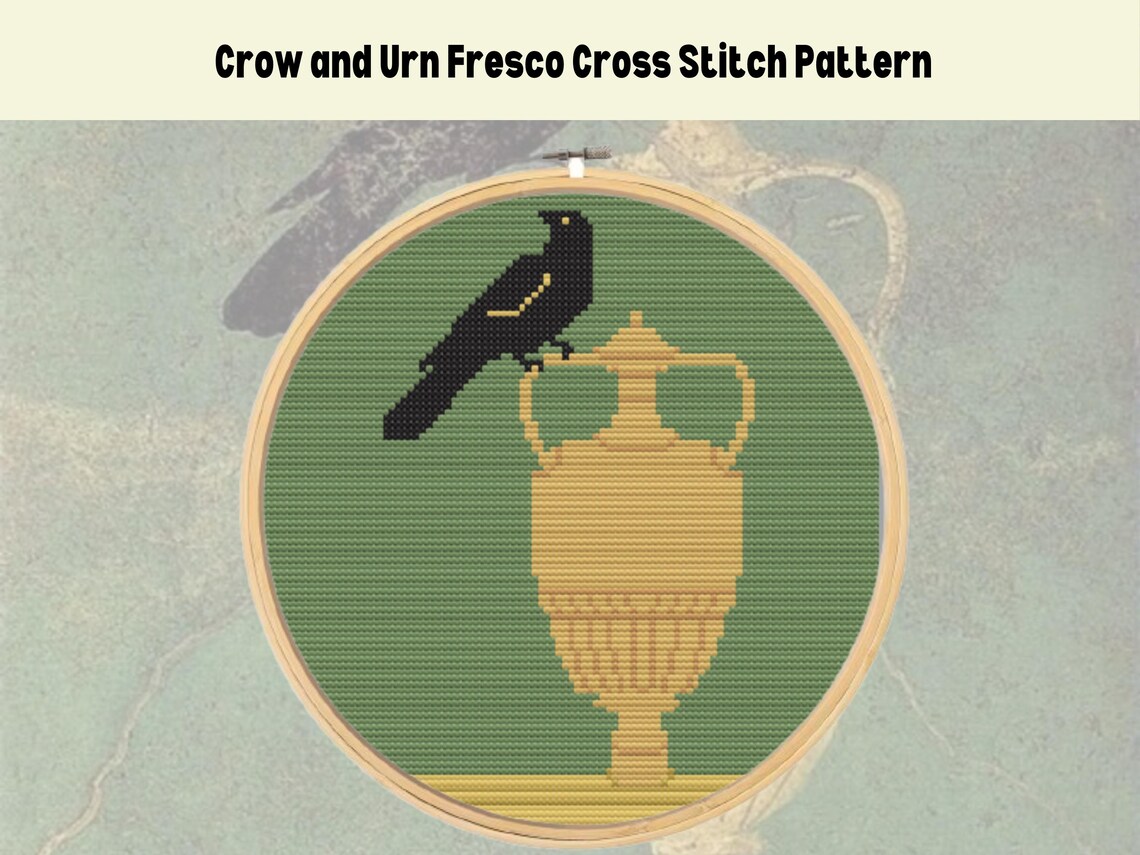 Roman Fresco Blackbird and Vase Cross Stitch Pattern Digital Download ...