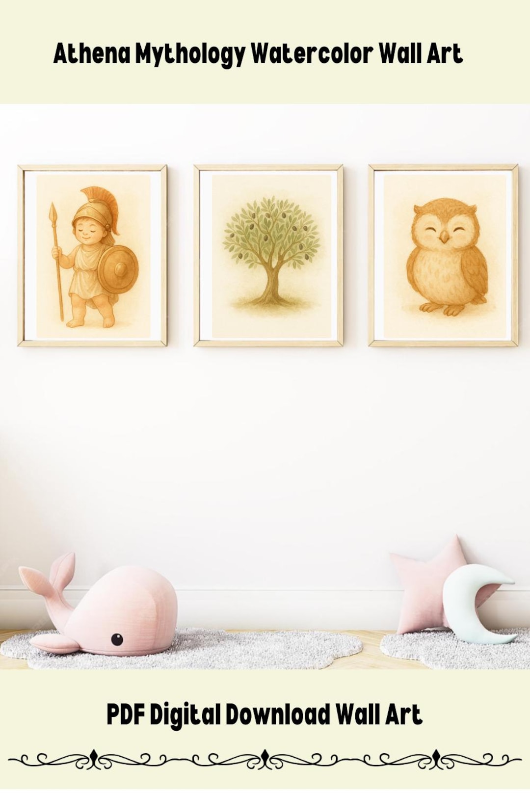 Mythology Baby Athena Ancient Greece Watercolor Print Set: Nursery Wall ...