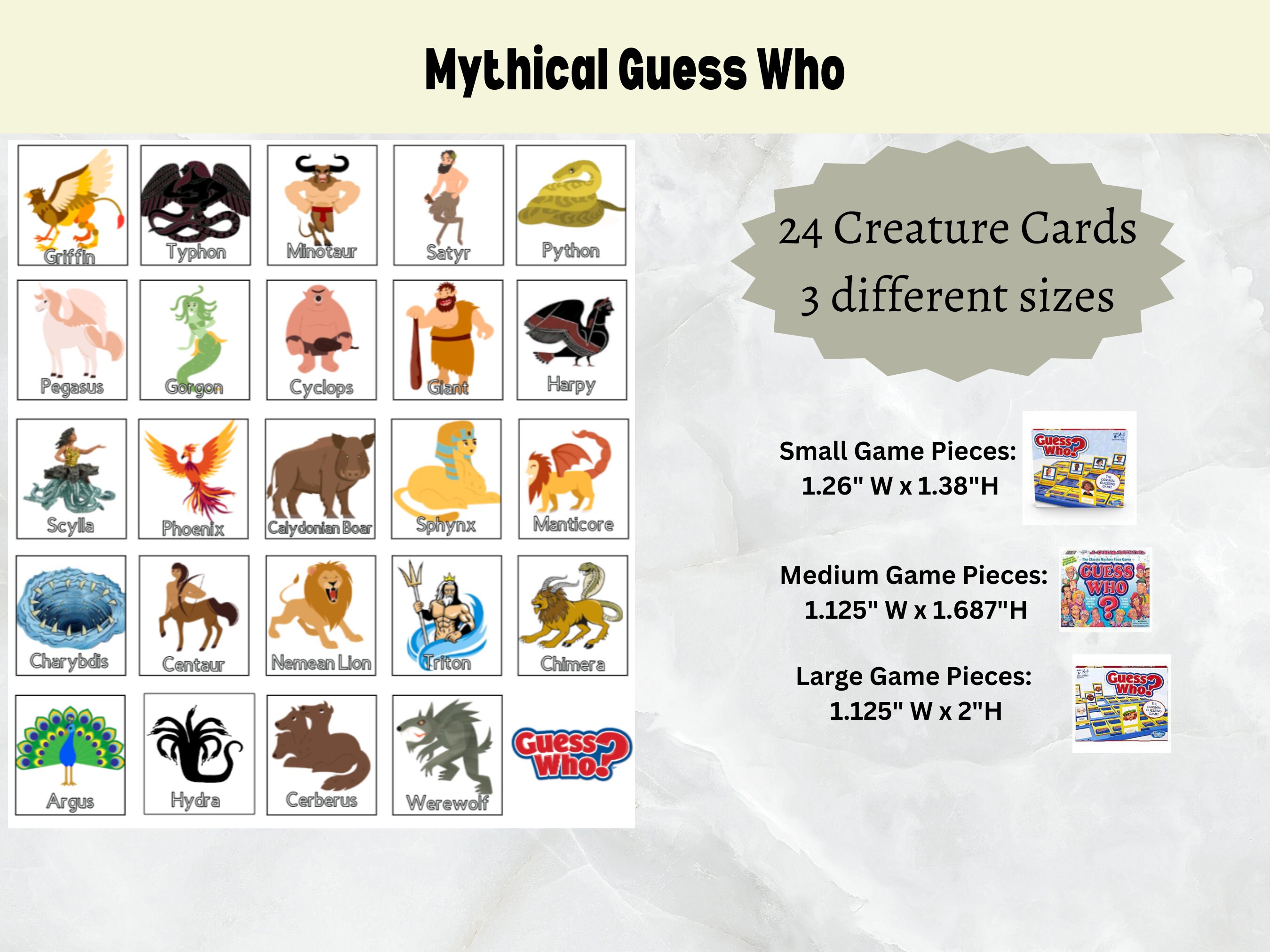 Greek Mythology Mythical Creature Guess Who | Digital Download | Greek ...