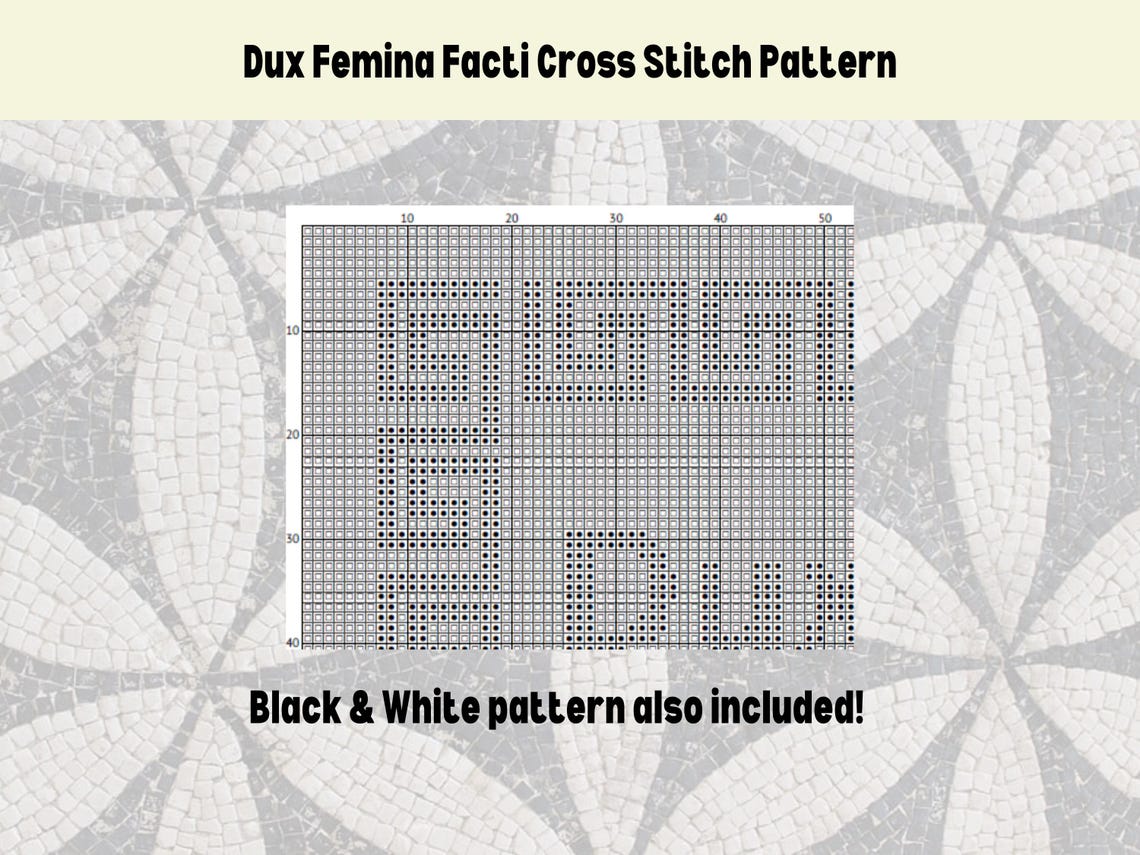Dux Femina Facti Cross Stitch Pattern Digital Download Roman Cross ...