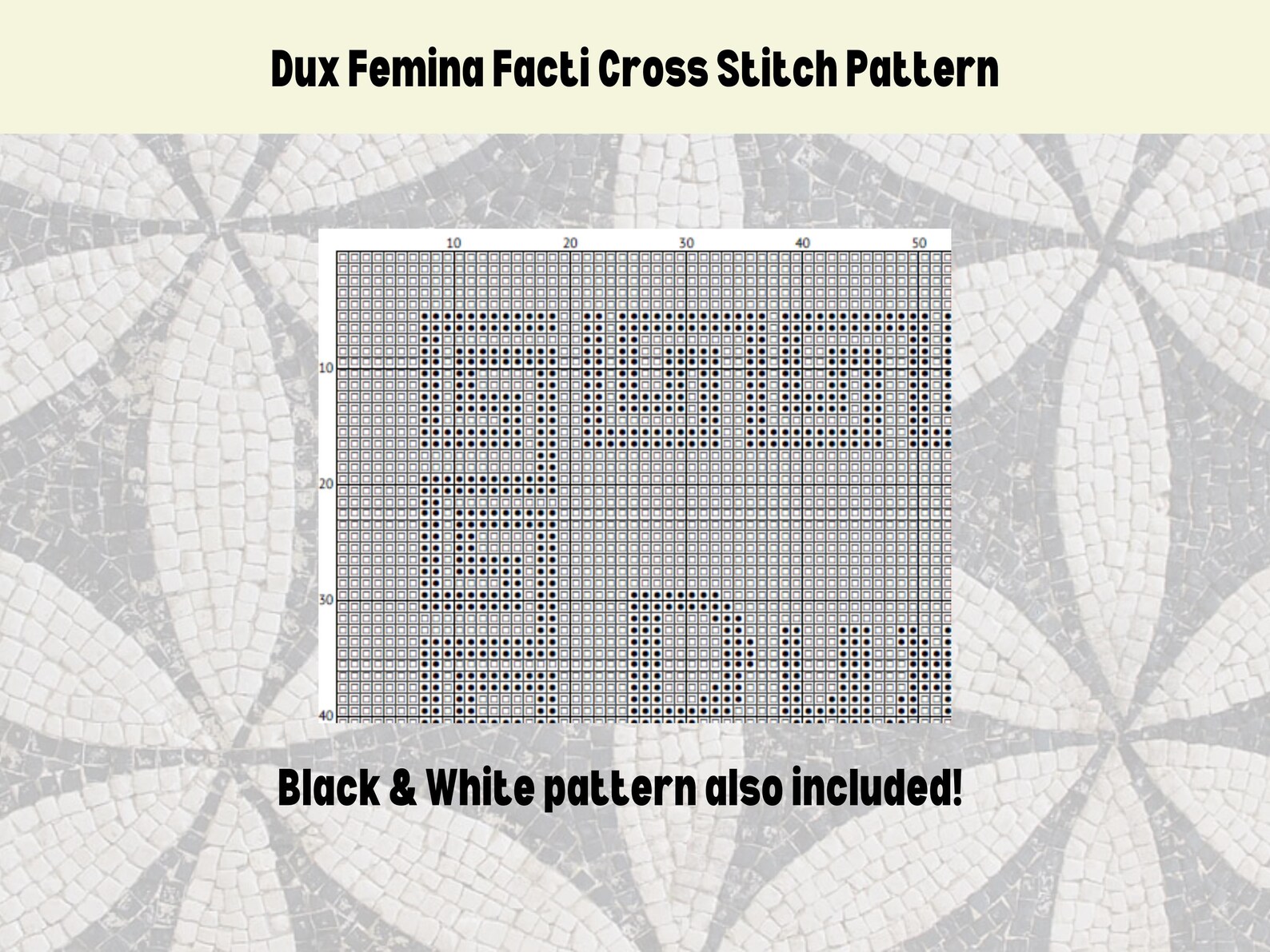 Dux Femina Facti Cross Stitch Pattern Digital Download Roman Cross ...
