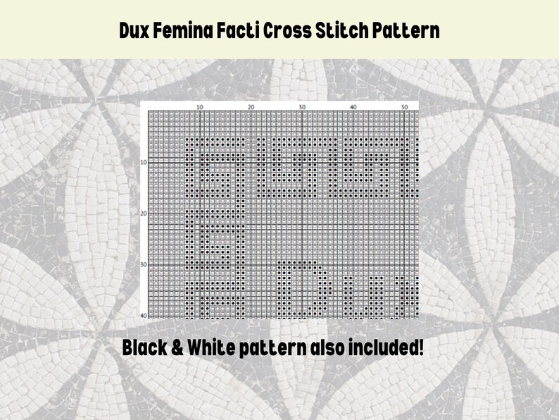 Dux Femina Facti Cross Stitch Pattern Digital Download Roman Cross ...