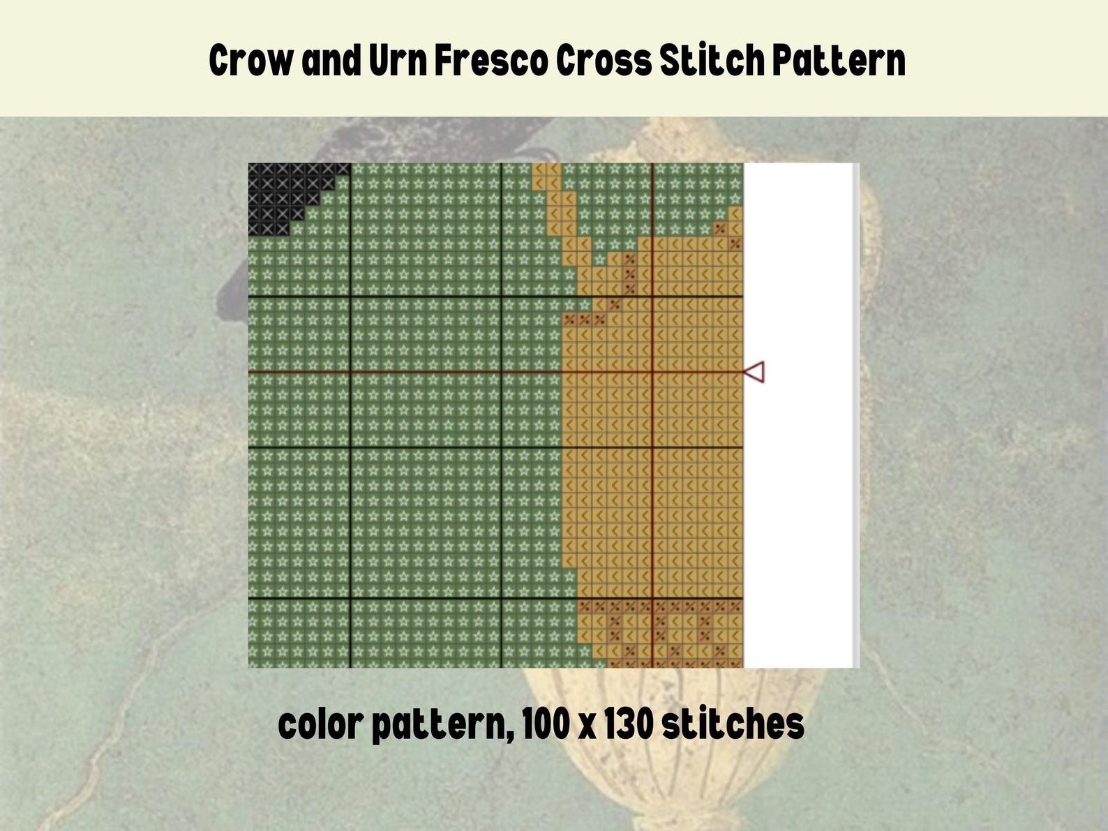 Roman Fresco Blackbird and Vase Cross Stitch Pattern Digital Download ...