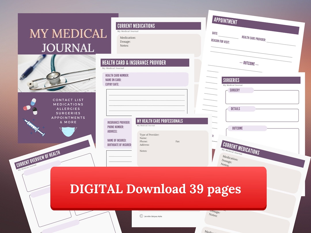 My Medical Journal PRINTABLE Health Tracker and Planner Digital ...