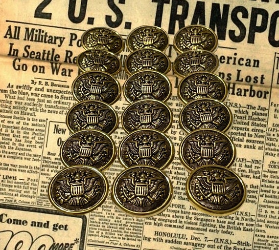 US Military Vintage Like Brass Plastic Buttons Bundle 18 | Etsy