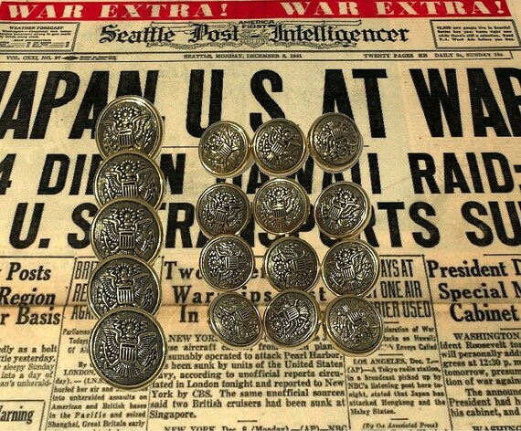 Vintage Military Buttons Like Brass for Coat Blazer Buttons. | Etsy