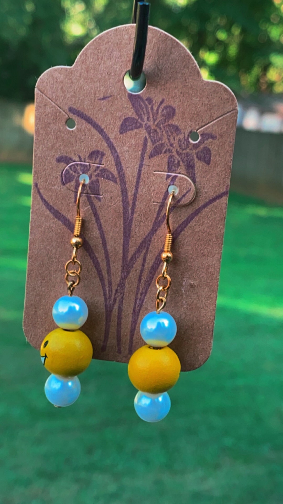 Dangle Smiley Face and Fake Pearl Earrings - Etsy