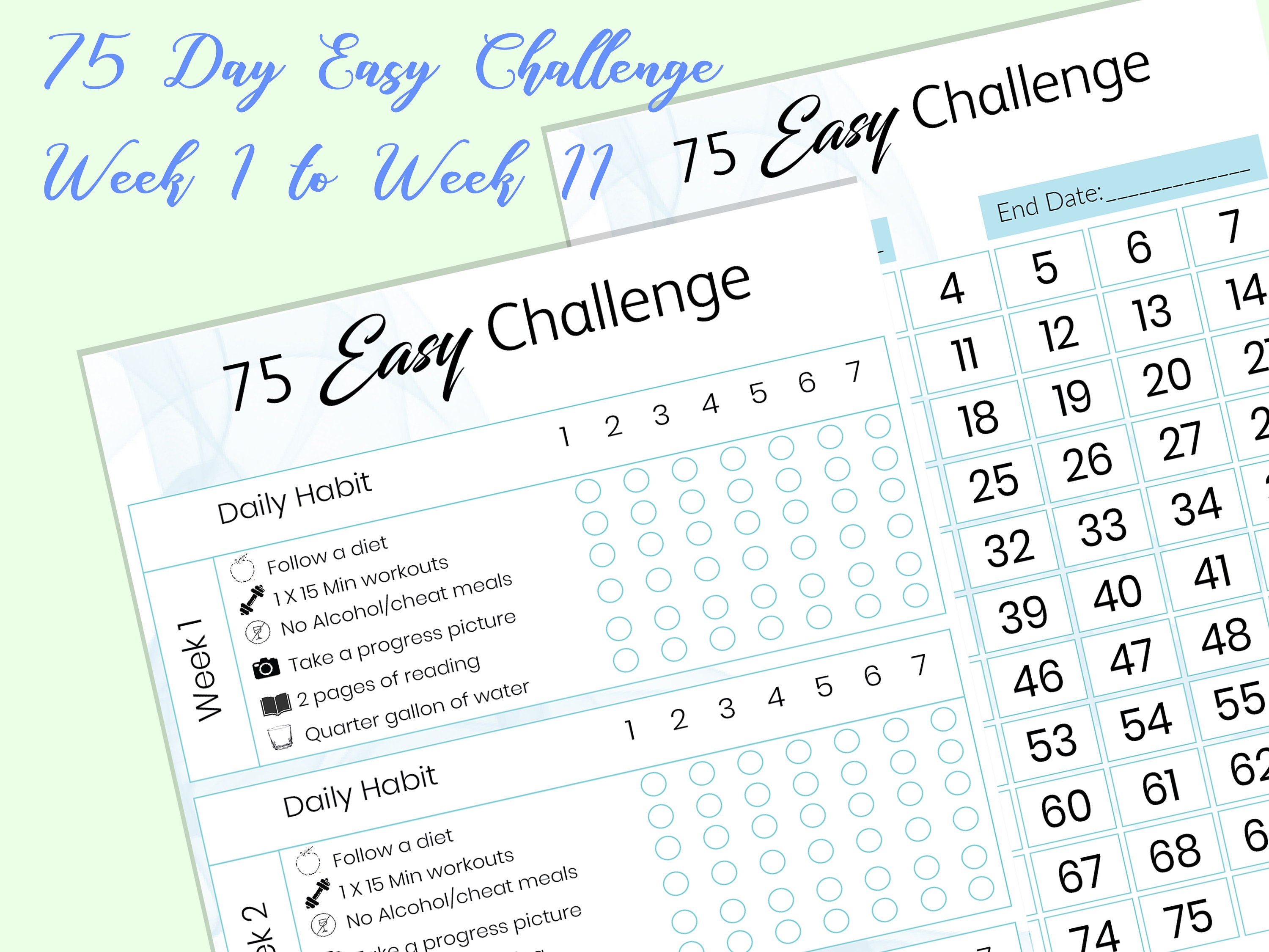 Printable 75 EASY Challenge Tracker, 75 Easy Printable, 75easy, Easier ...