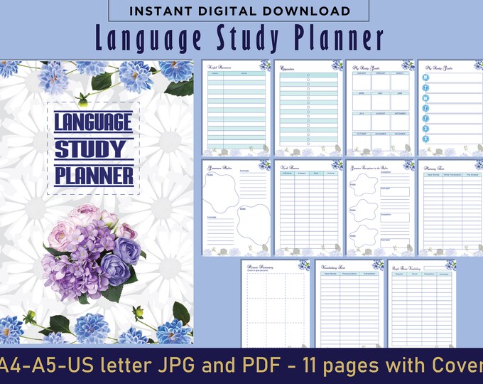 Printable Language Study Planner, Language Study Journal, Language ...