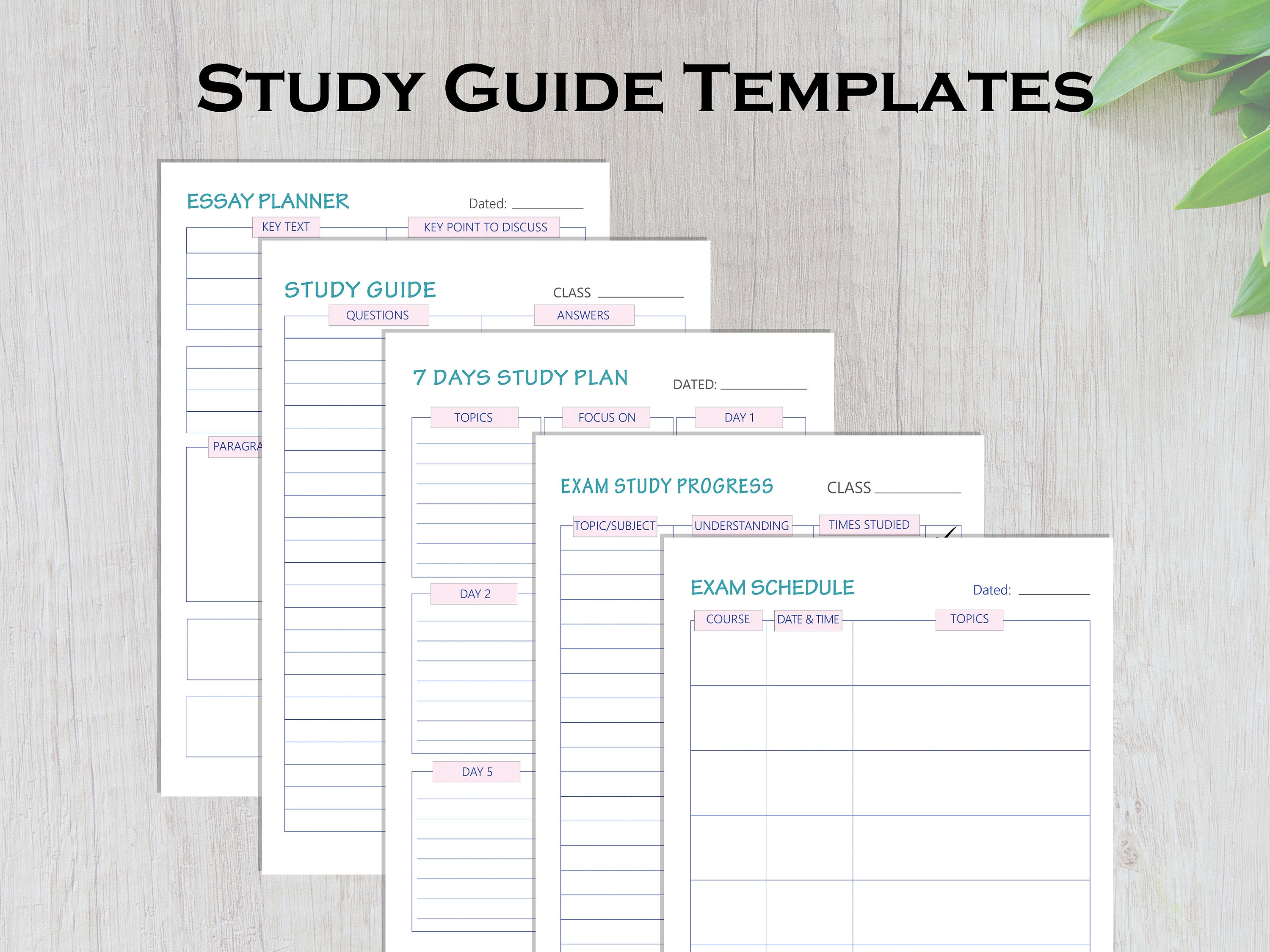 Exam Study Planner, Language Study Journal, Language Study Planner ...