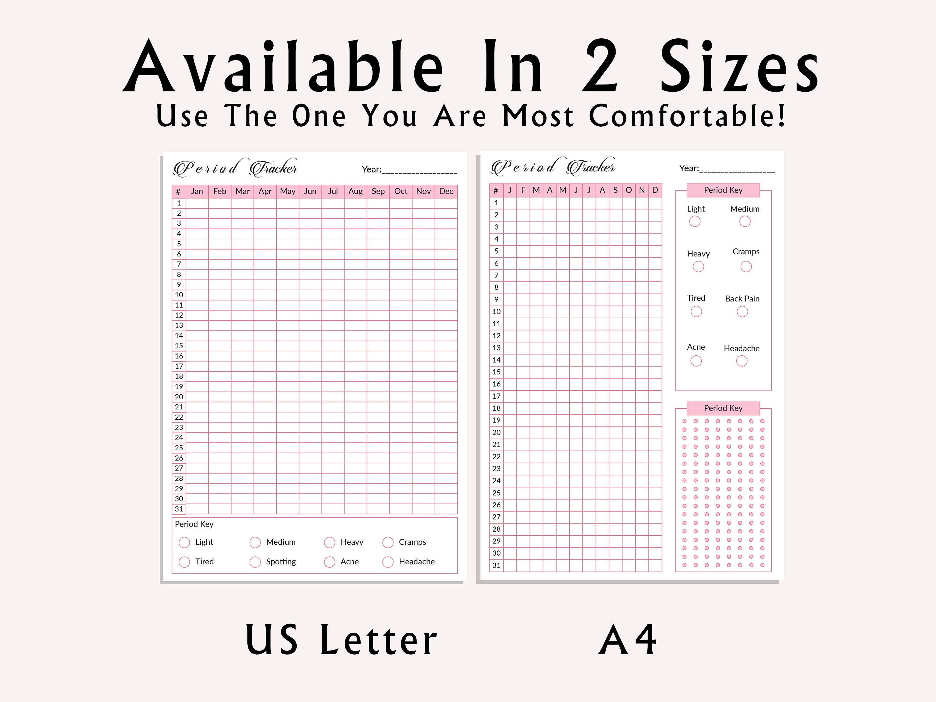 Period Tracker Printable, Period Tracker Planner, Monthly Symptom ...