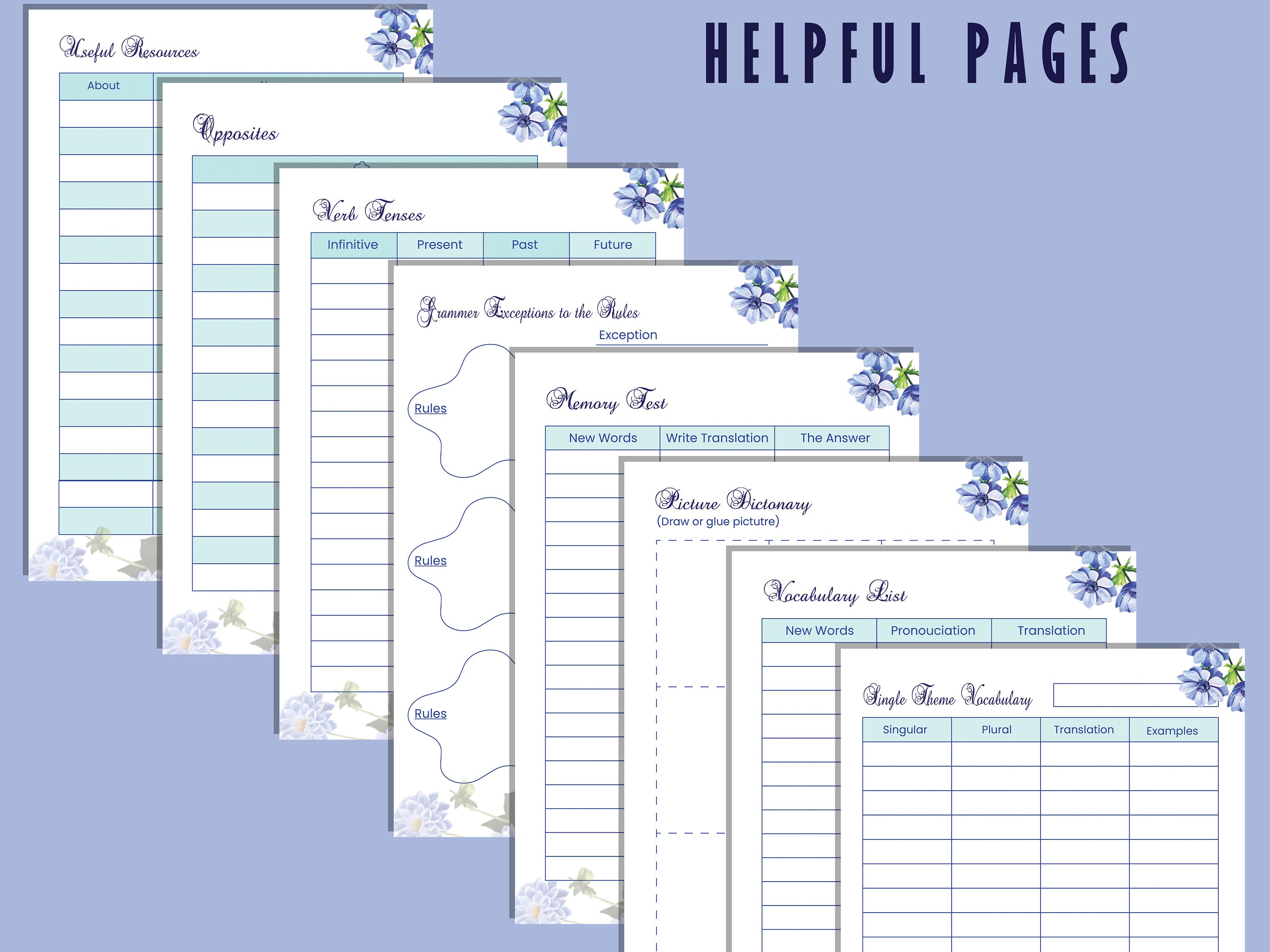 Printable Language Study Planner, Language Study Journal, Language ...