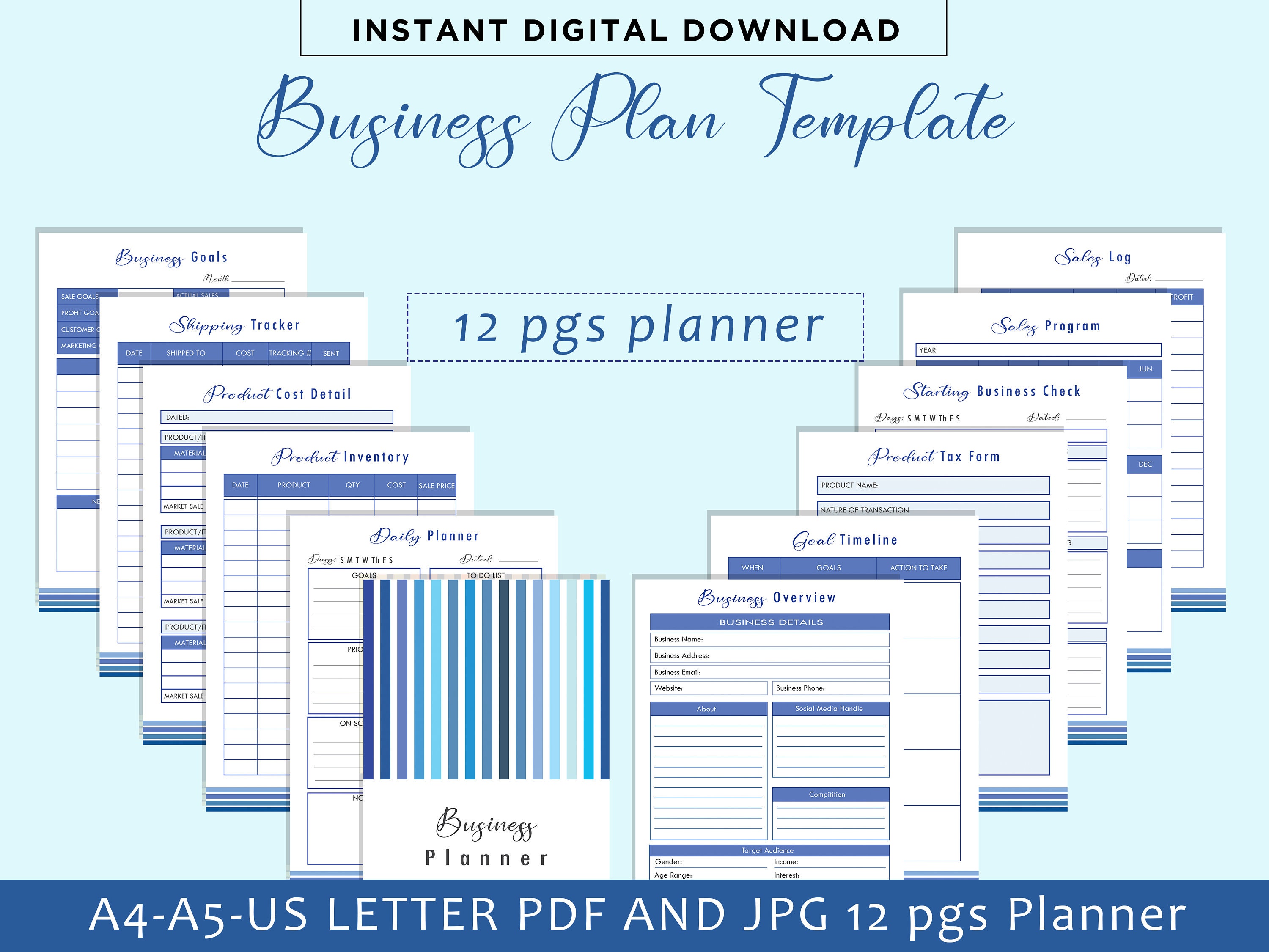 PRINTABLE Business Plan Template, Small Business Planner, Business ...
