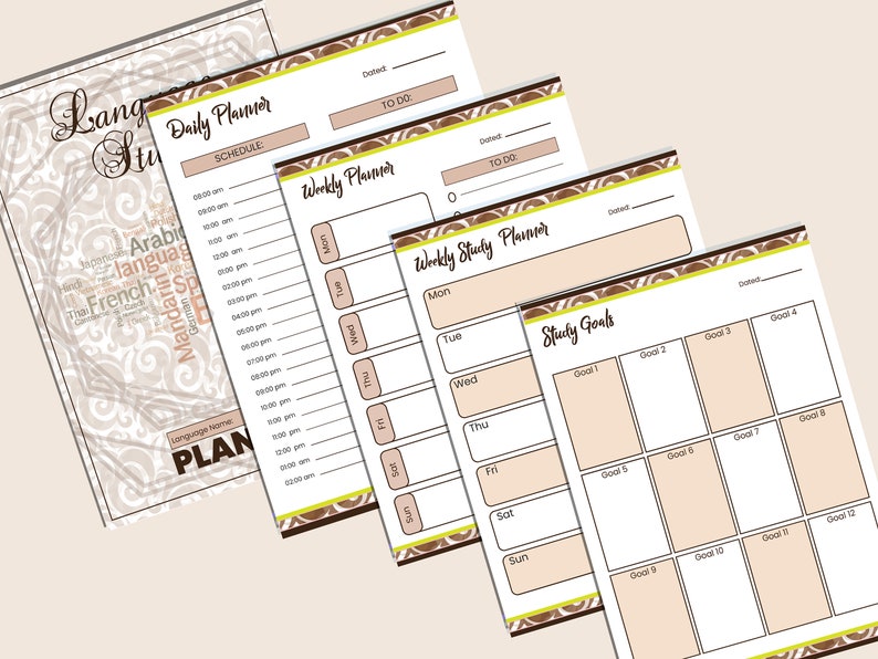 Language Study Planner Printable, Language Study Journal, Language ...
