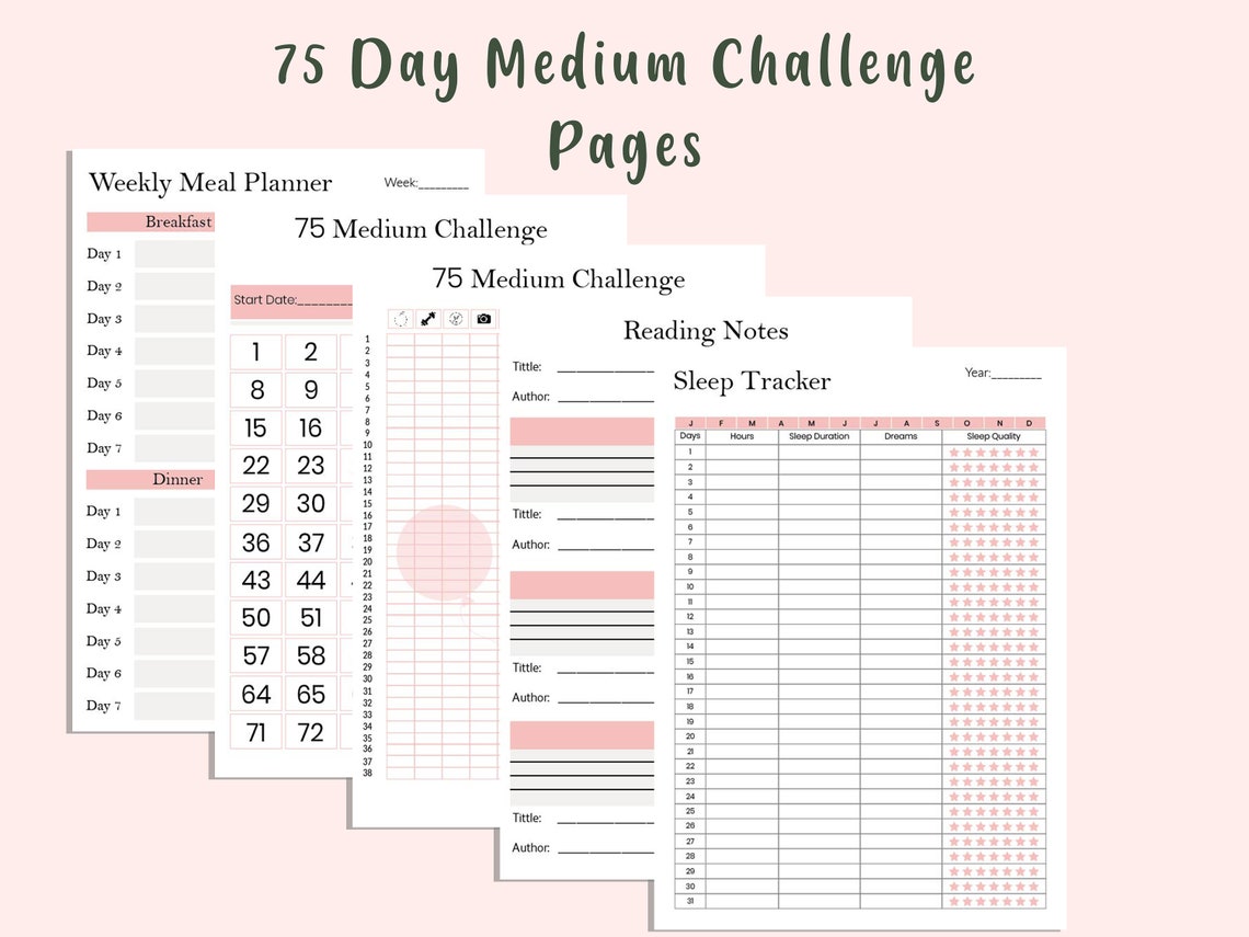 75 Day Challenge Printable, Digital Tracker, A4, A5, US Letter PDF - Etsy
