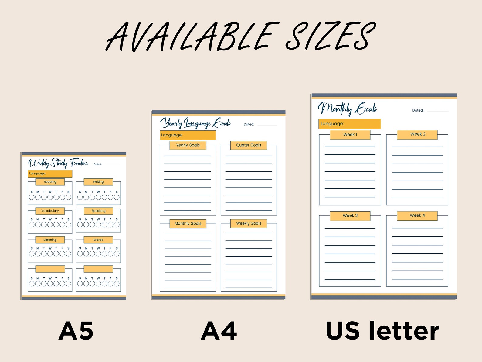 Printable Language Study Planner, Language Study Journal, Language ...