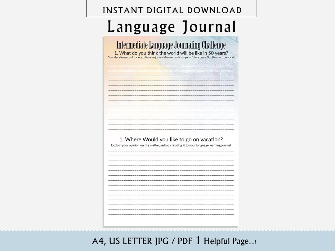 Language Journal, Language Study Planner Printable, Language Study ...