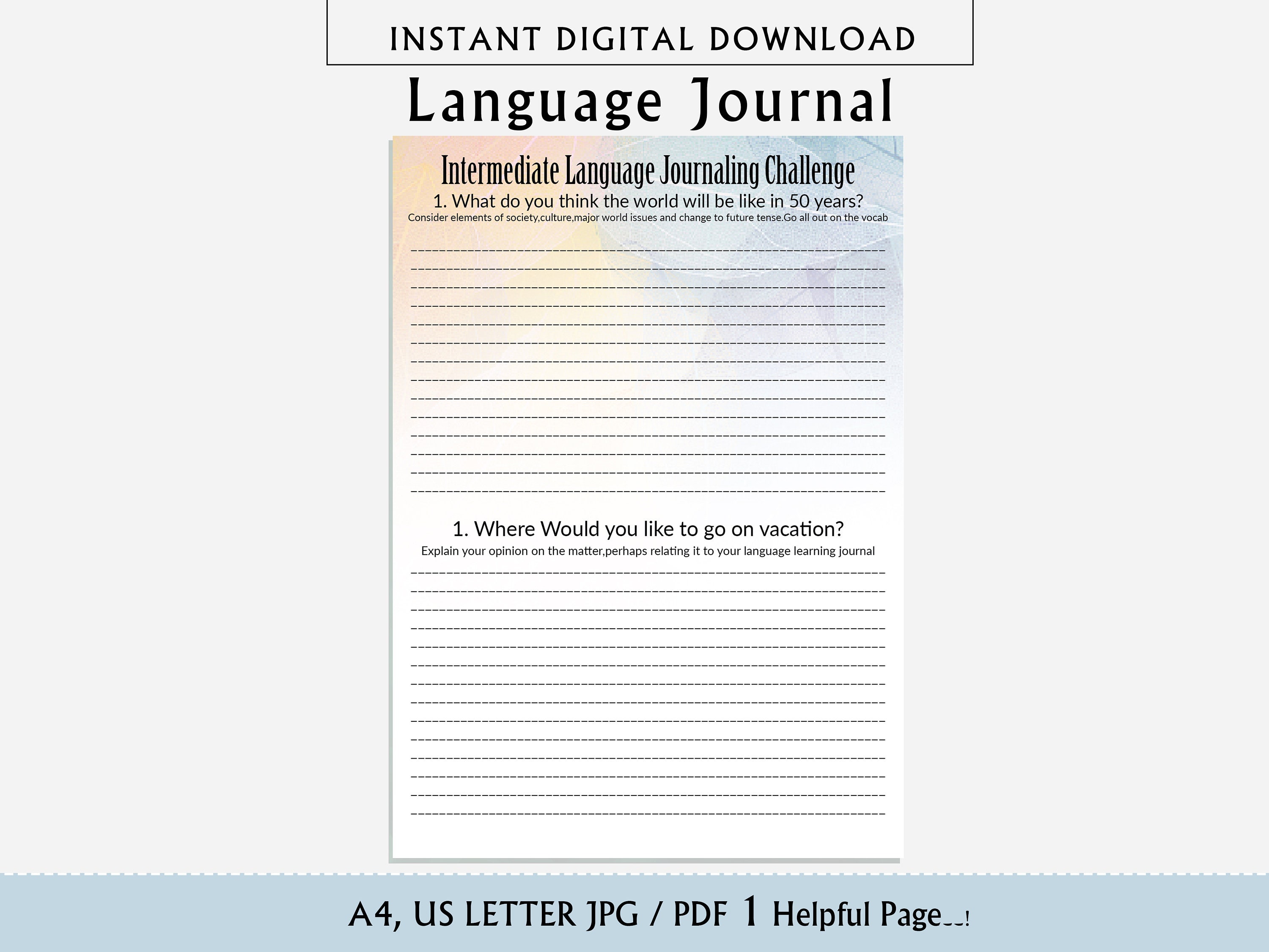 Language Journal, Language Study Planner Printable, Language Study ...