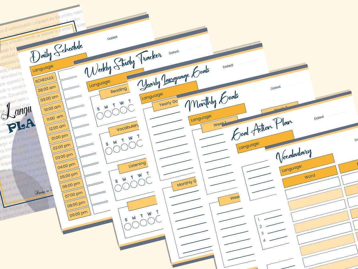 Printable Language Study Planner, Language Study Journal, Language ...