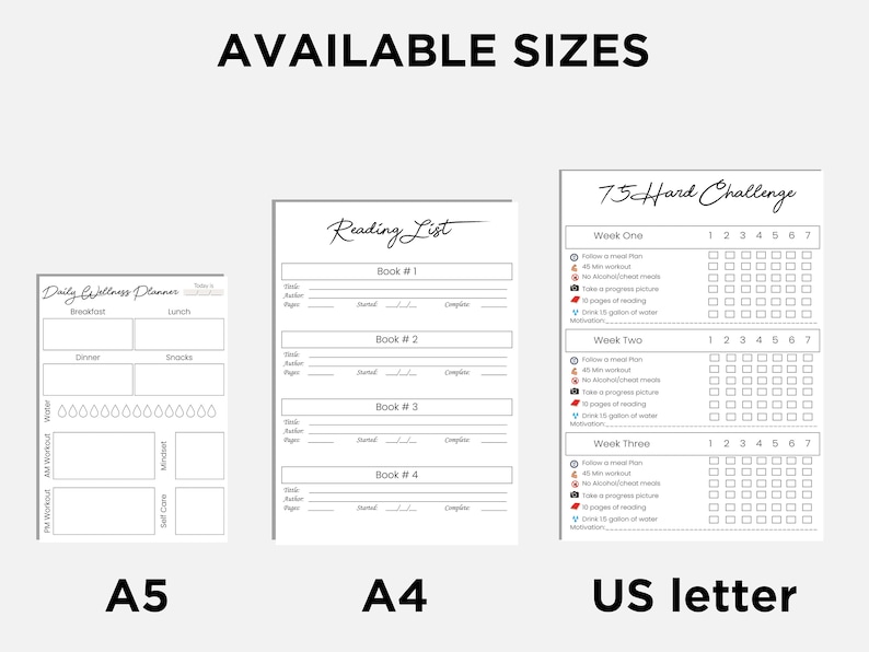 75 Hard Challenge Printable Digital Download Daily Habit Tracker ...