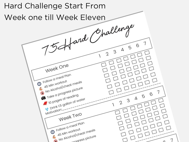 75 Hard Challenge Printable Digital Download Daily Habit Tracker ...