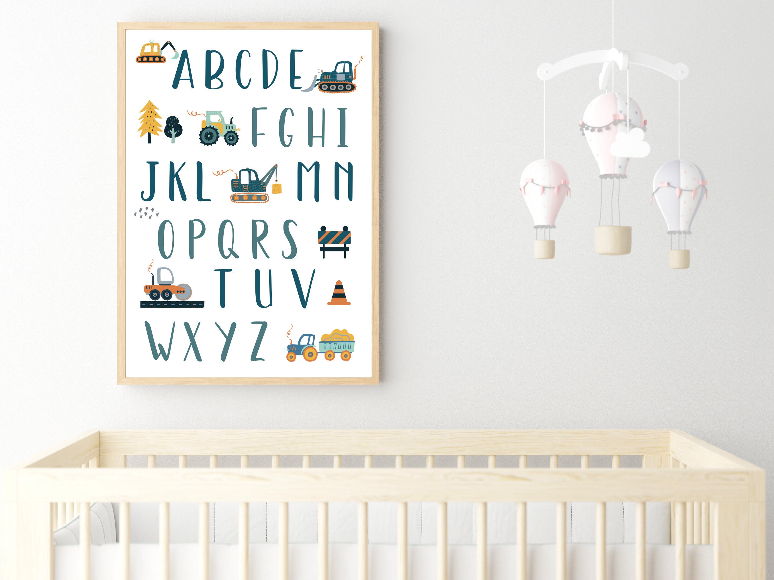 Construction Alphabet Poster, Colorful ABC Truck Digital Print, Learn A ...
