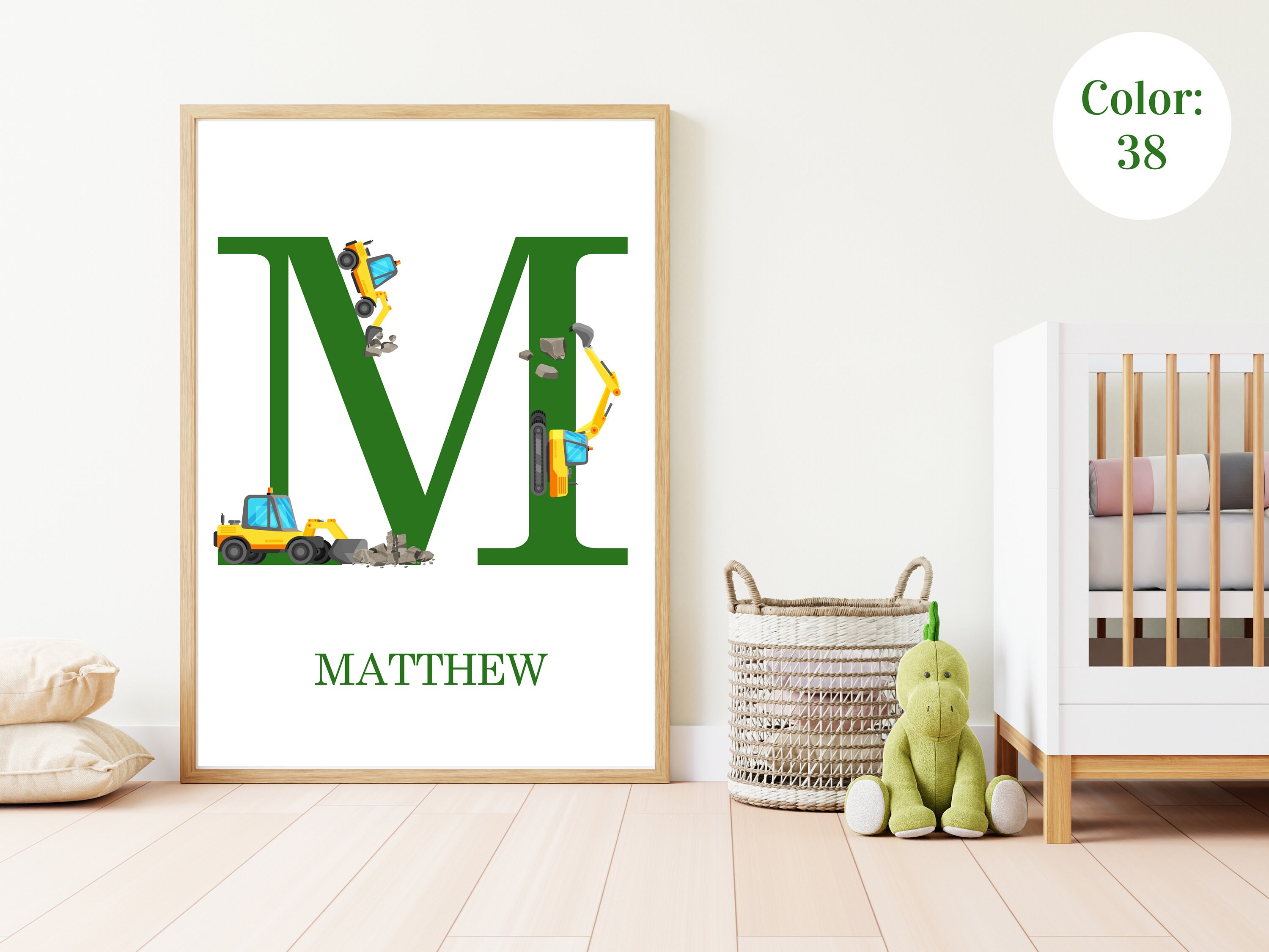 Custom Construction Printable Personalized Initial and Name - Etsy